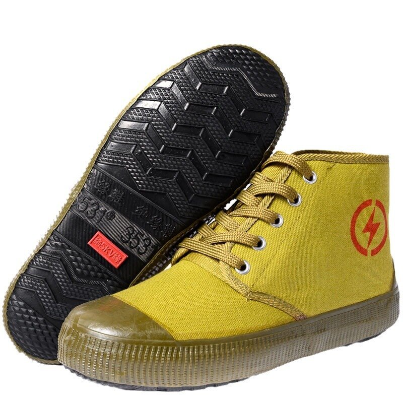 Изолированные обувь для электриков, защитная обувь высокого напряжения 5 кВ, желтые резиновые туфли 3531, высокие противоскользящие износостойкие обувь для защиты труда для мужчин