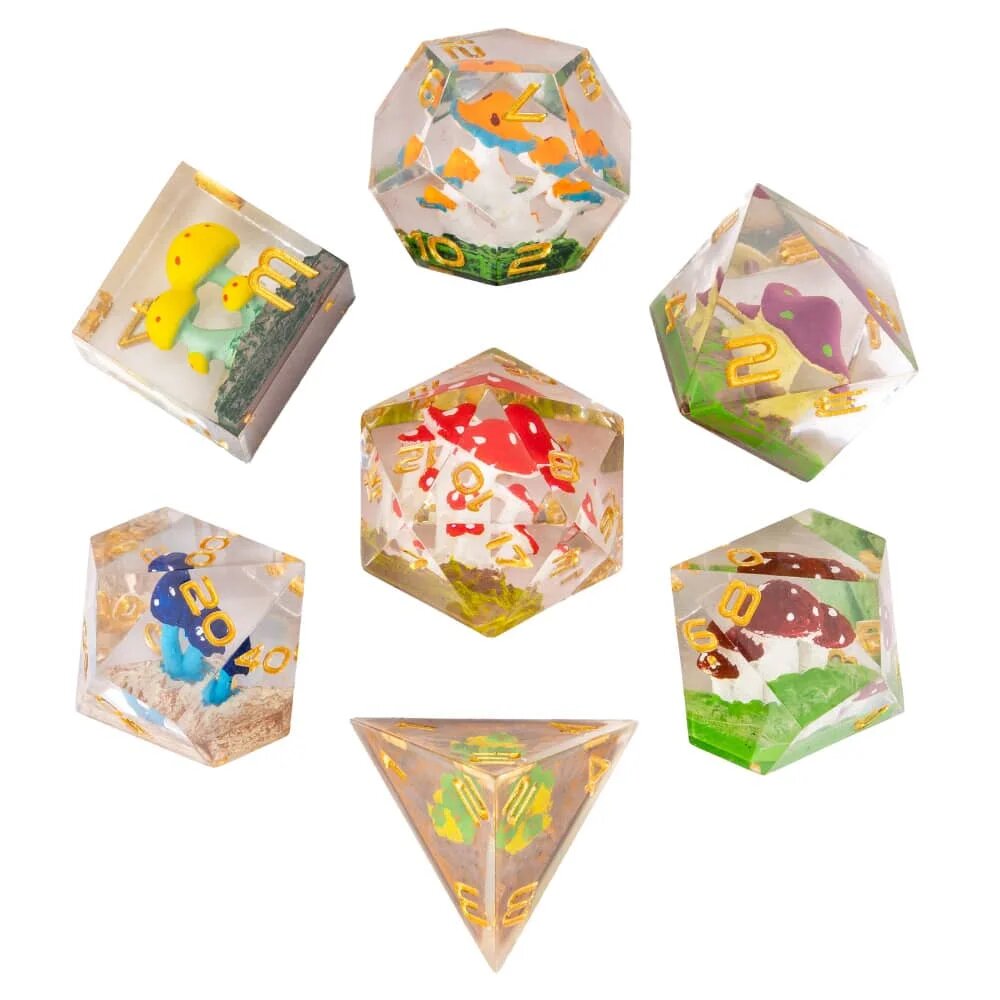 CRITALLIC Зубной монстр набор костей D4-D20 Colorful Mushroom