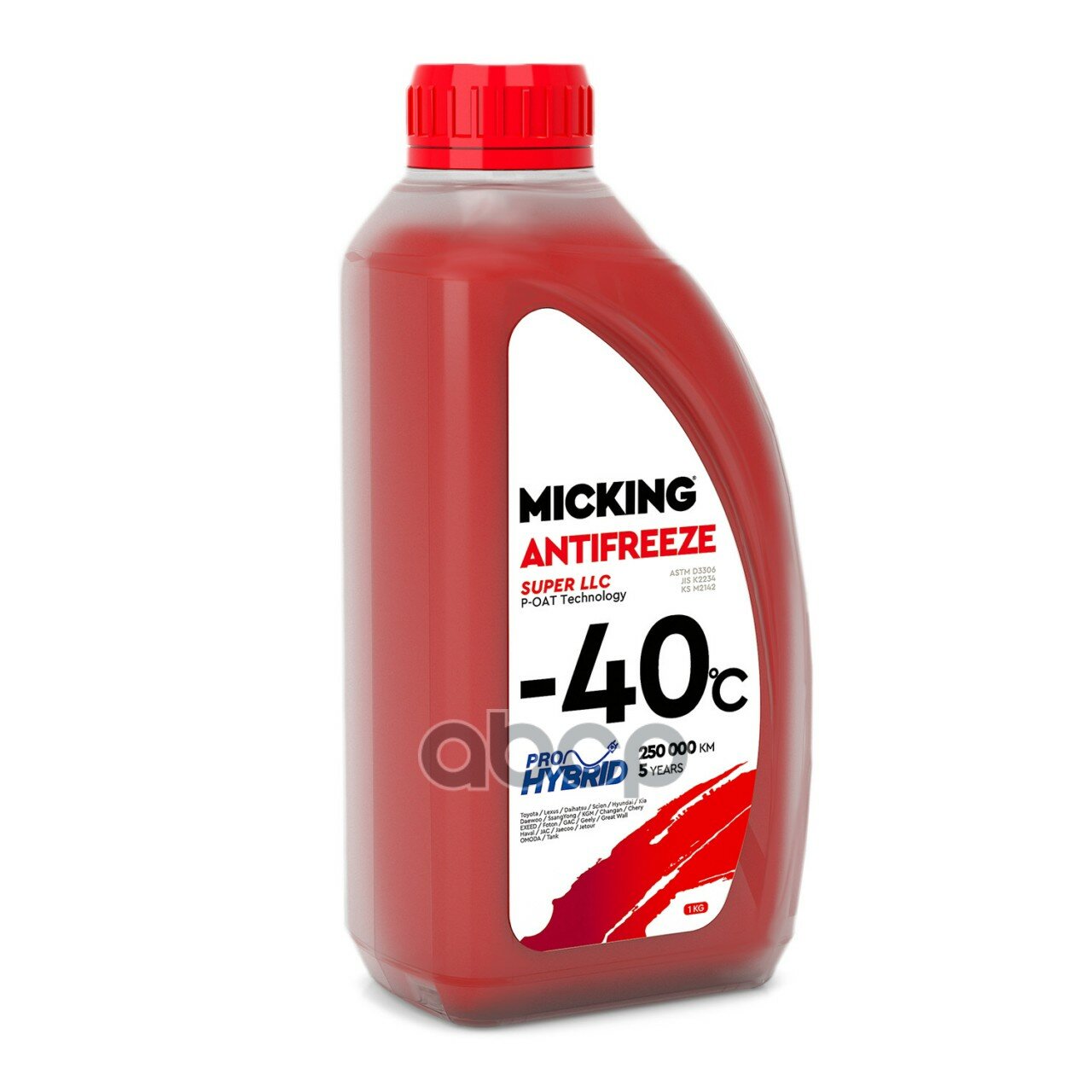 Жидкость охлаждающая "ANTIFREEZE SUPER LLC P-OAT Technology -40", крас MICKING арт. MA1007