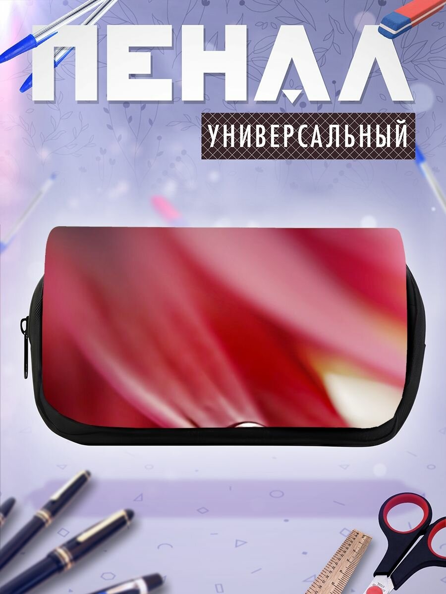 Школьный пенал красный цвет розовый