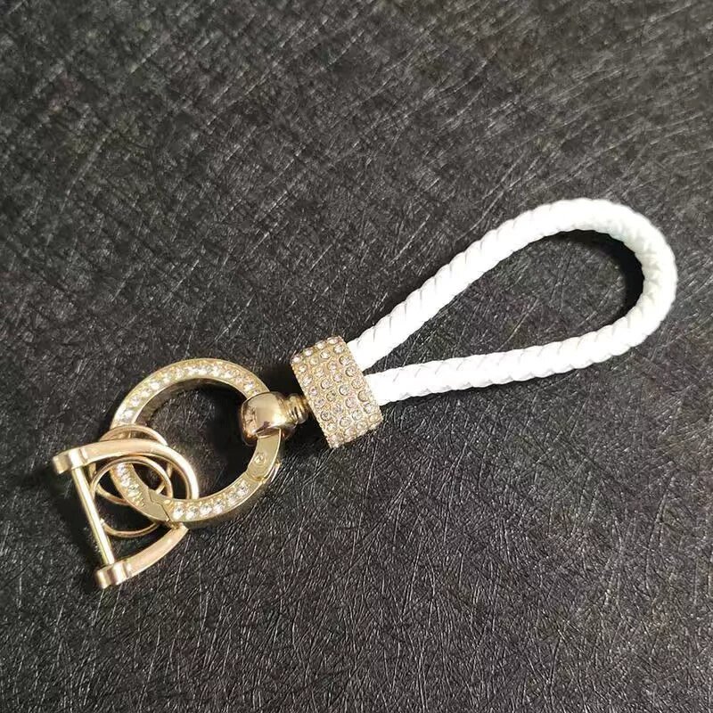 Брелок для ключей, простой и креативный, плетеный из веревки с инкрустацией бриллиантами, брелок с защитой от потери,