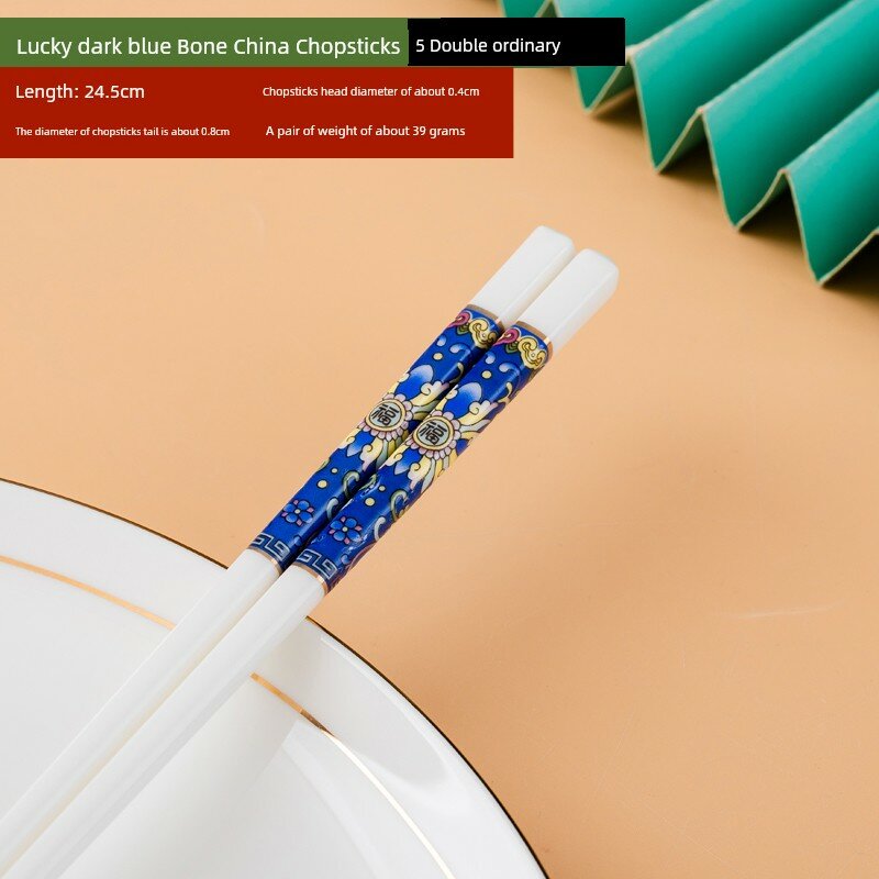Керамические палочки для еды Цзиндэчжэнь, бытовые китайские палочки для еды из костяного фарфора, нескользящие и