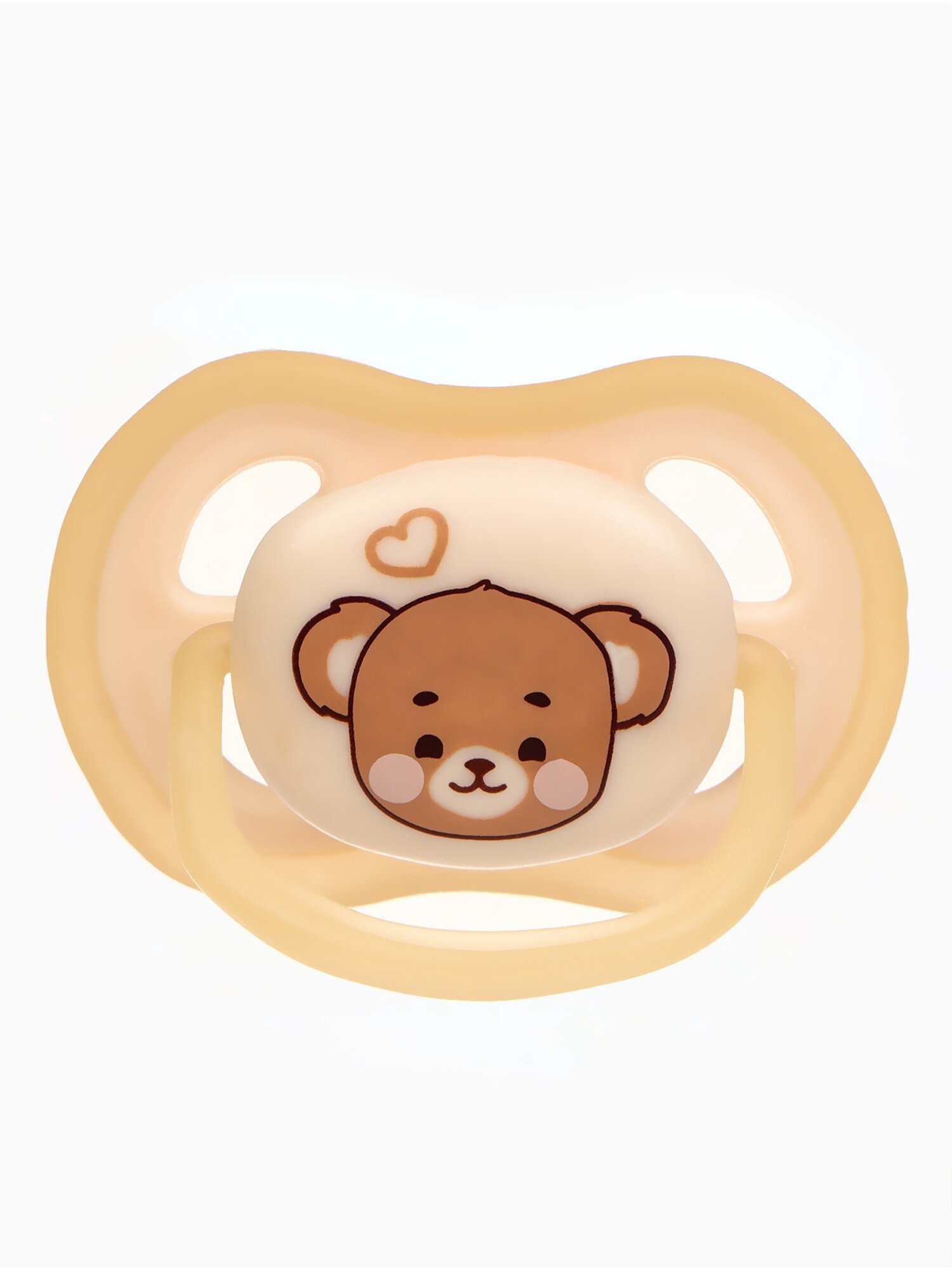 Светящаяся соска-пустышка анатомическая, силикон, от 0 мес, «Мишка», цвет бежевый 10682434