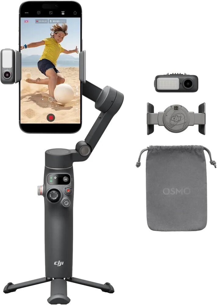 Стабилизатор DJI Osmo Mobile 7P gimbal (для iPhone, Android), собственное отслеживание, освещение, 3-осевой мобильный стабилизатор, быстрый запуск, редактирование в один клик, новинка 2025 г.