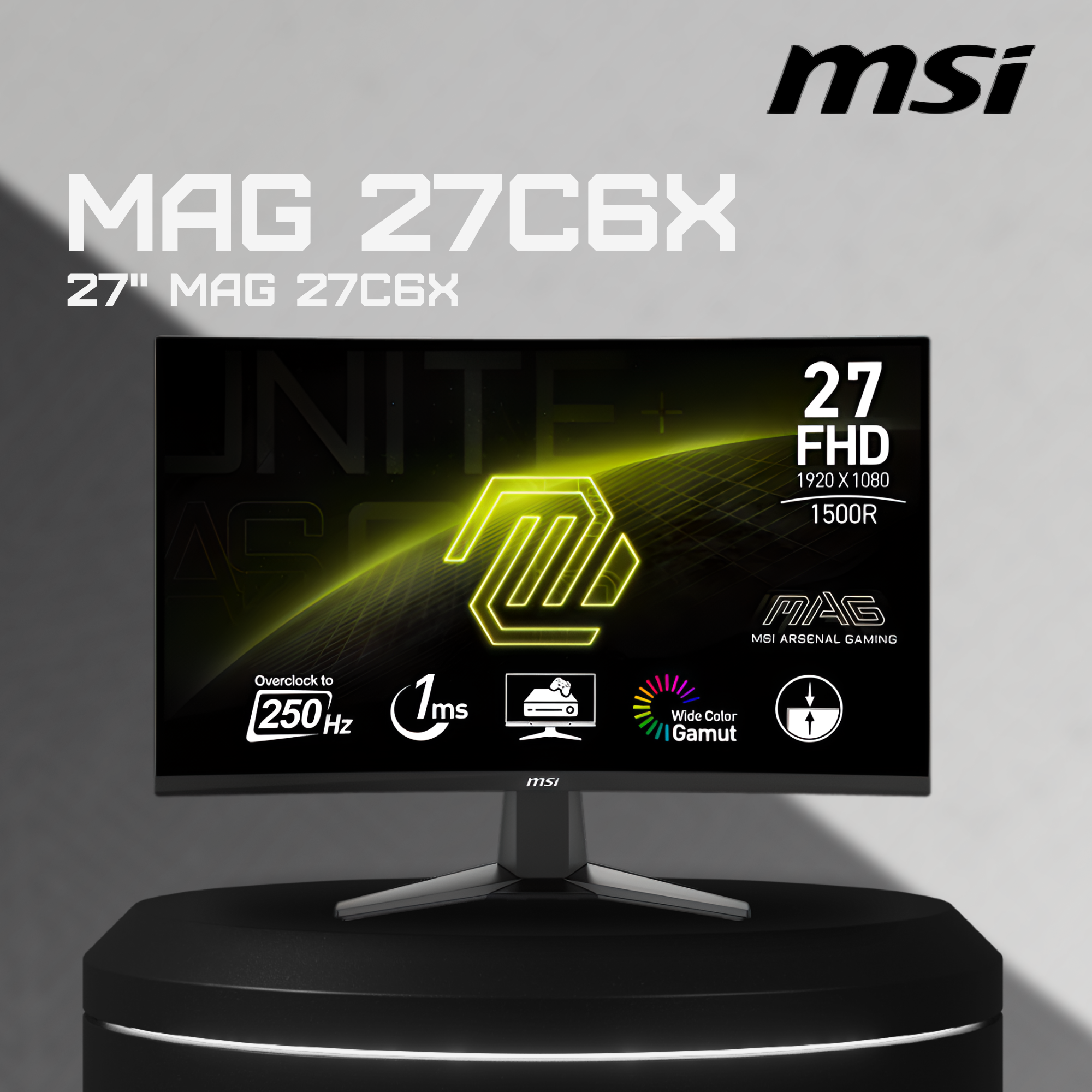 Монитор 27" MSI MAG 27C6X 1920x1080 VA Curved Black, MAG 27C6X, изогнутый, черный