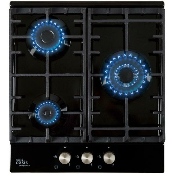 Встраиваемая газовая панель независимая Oasis P-3MBT черная