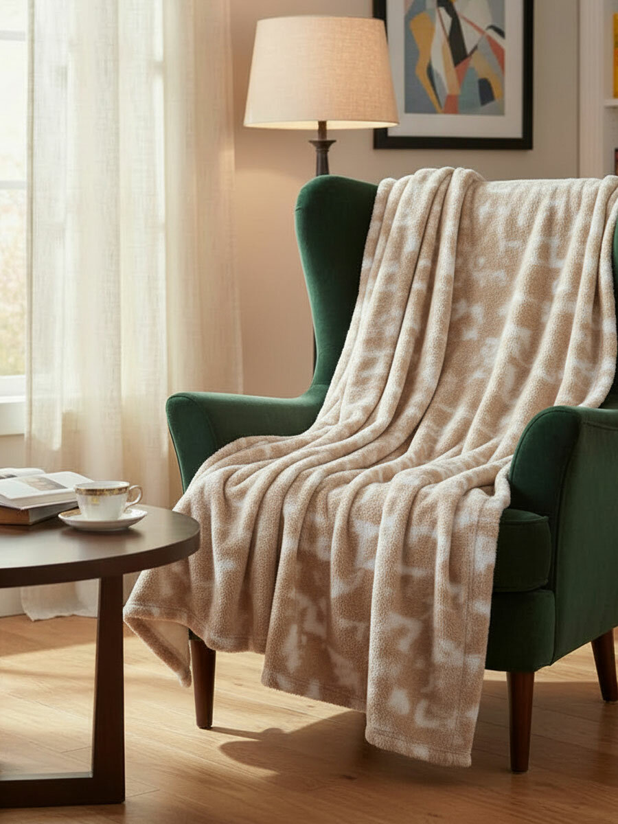 Плед Pappel "Cotton", хлопок/акрил, двусторонний, 200x220 см