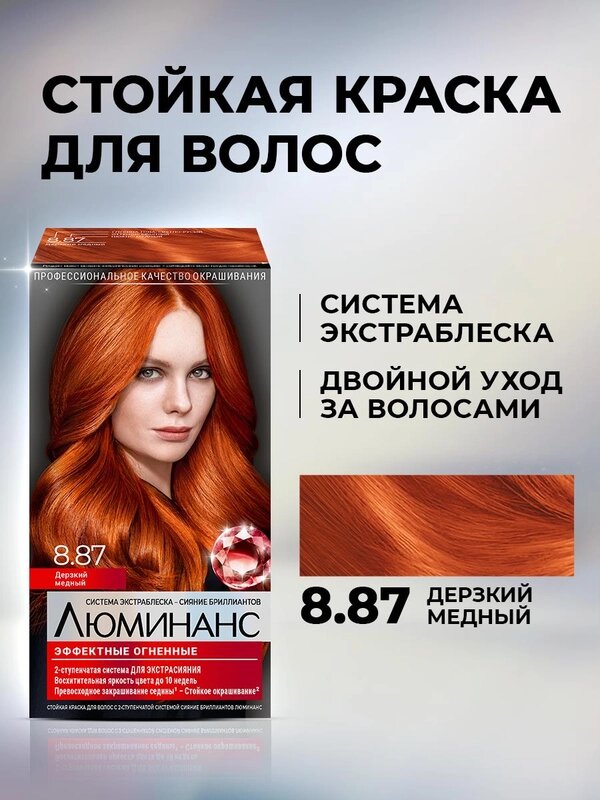 Стойкая профессиональная краска для волос Люминанс, 8.87 Дерзкий медный