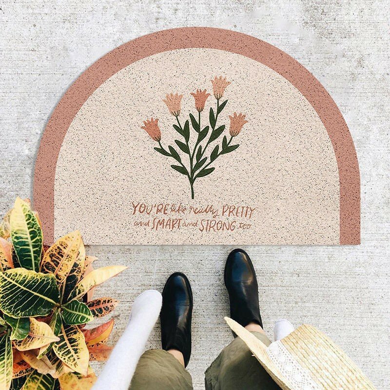 Скандинавская ПВХ дверь для удаления пыли Полукругом-красивый букет цветов_60*90cm