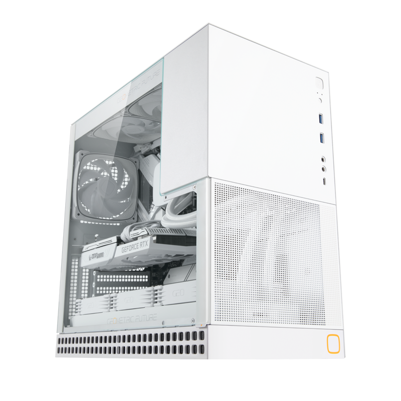 Корпус ПК без блока Case Geometric Future Model 4 King Arthur, Midi-Tower, TG, no fans, 2xUSB-A 3.0, 1xUSB 3.2 Type-C, E-ATX, ATX, mATX, mITX White, 1AM4KAWT00101