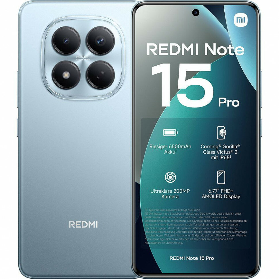 Смартфон Xiaomi Redmi Note 15 pro 4G 12/512Гб Global, Dual nano SIM, Glacier Blue/Голубой