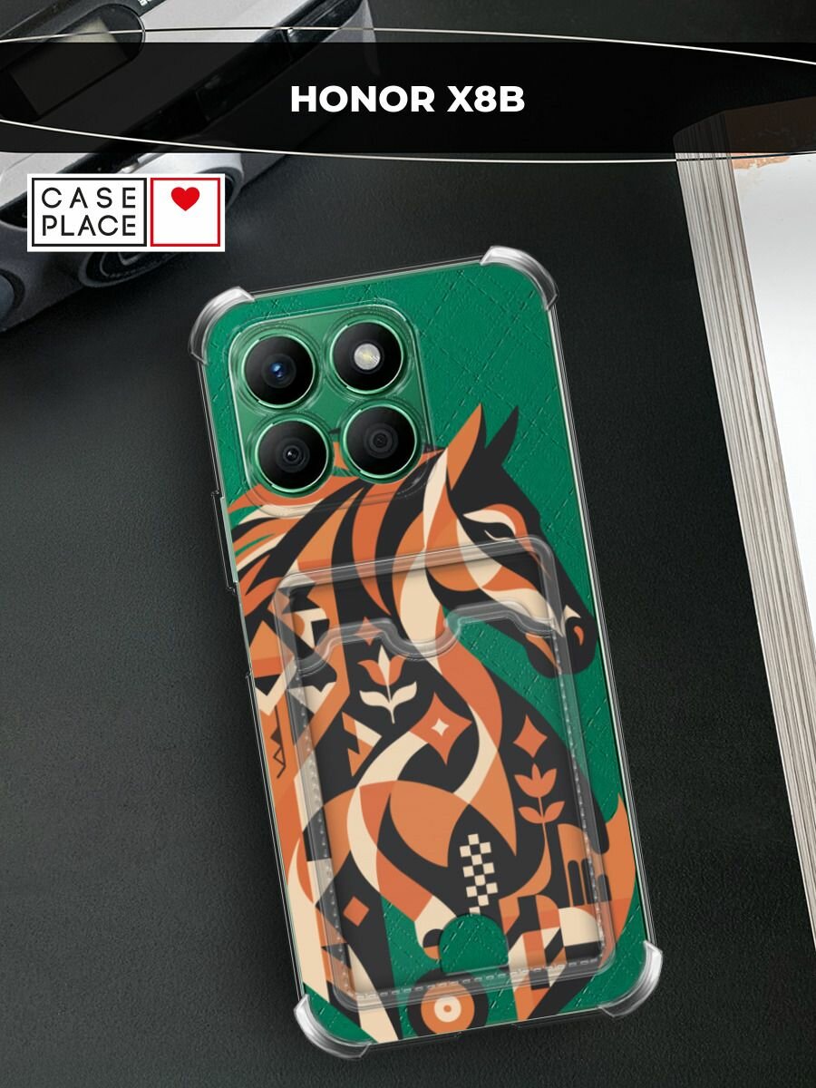 Чехол на Honor X8b (Хонор X8B) с картой и принтом Нарисованный конь