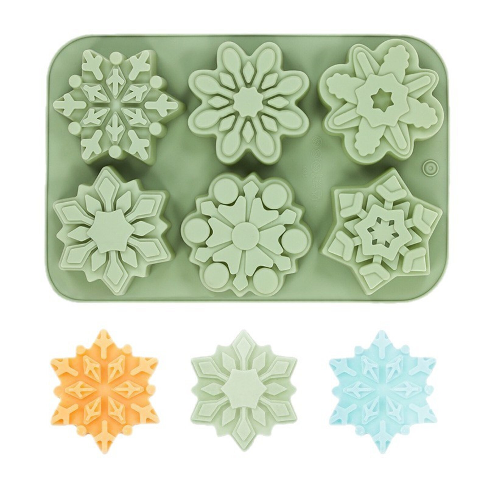 Набор из 1 силиконовой формы для мыла, формы для мыла в виде цветов, снежинки, 6 разных дизайнов снежинок, размер формы 26.8см × 18см, каждый снежинка 7.1см × 8.2см, пищевая силиконовая форма, без , для ручного изготовления мыла, лосьонных плиток,
