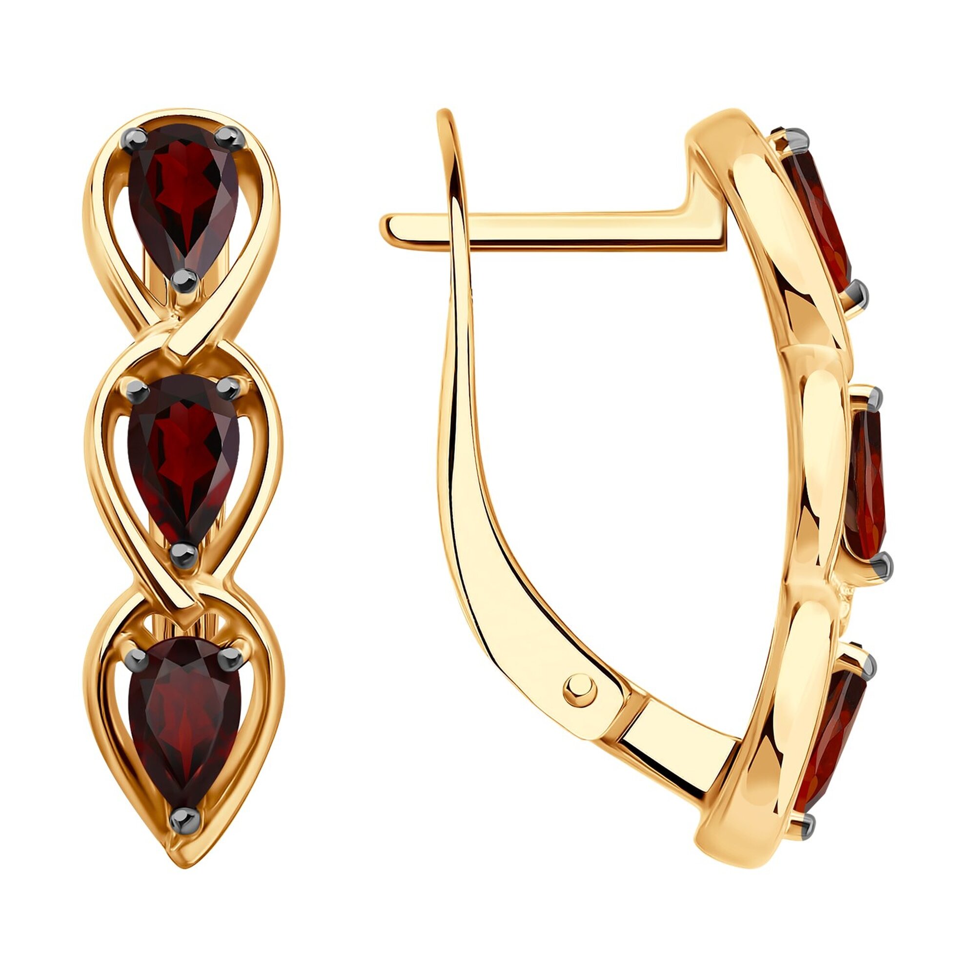 Серьги, серебро, 925 проба, родирование, гранат