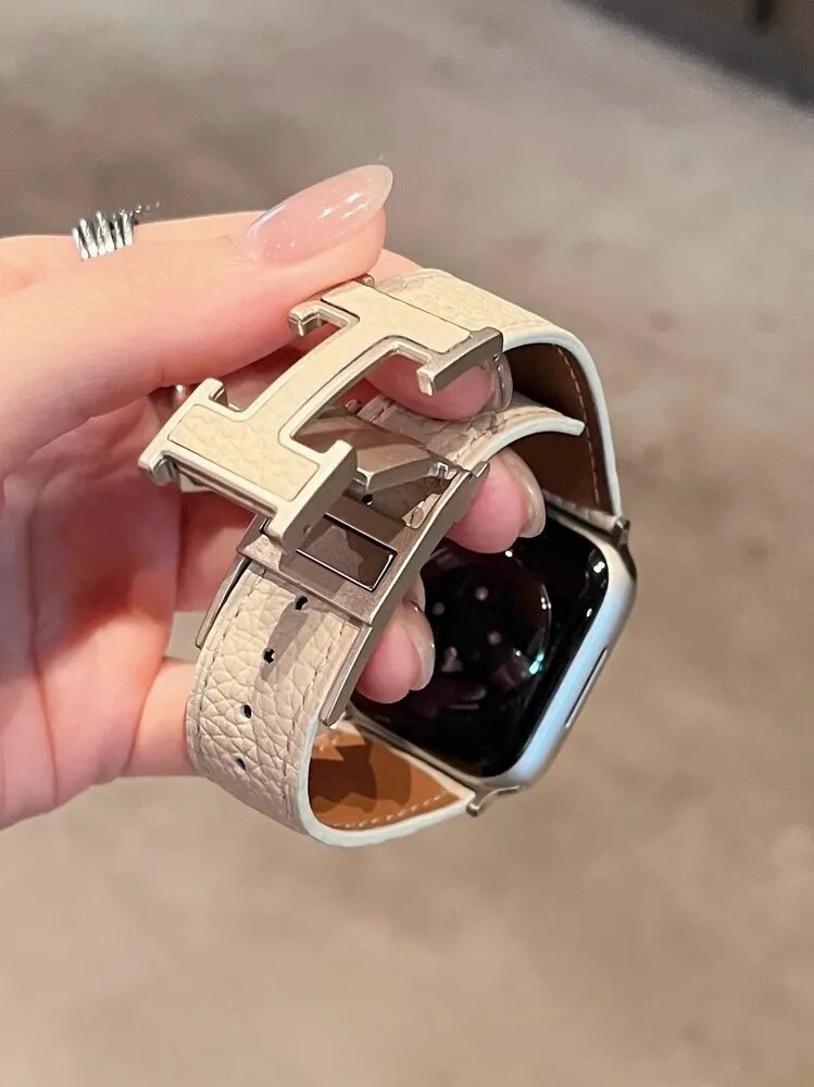 Кожаный ремешок для Apple Watch 10-11 42мм/ Series 1-9 & SE 38мм, 40мм, 41мм/ SE 3 40мм, Hermes
