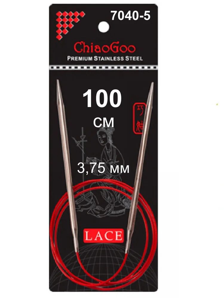 Спицы ChiaoGoo металлические круговые Red Lace 3,75мм, 100см