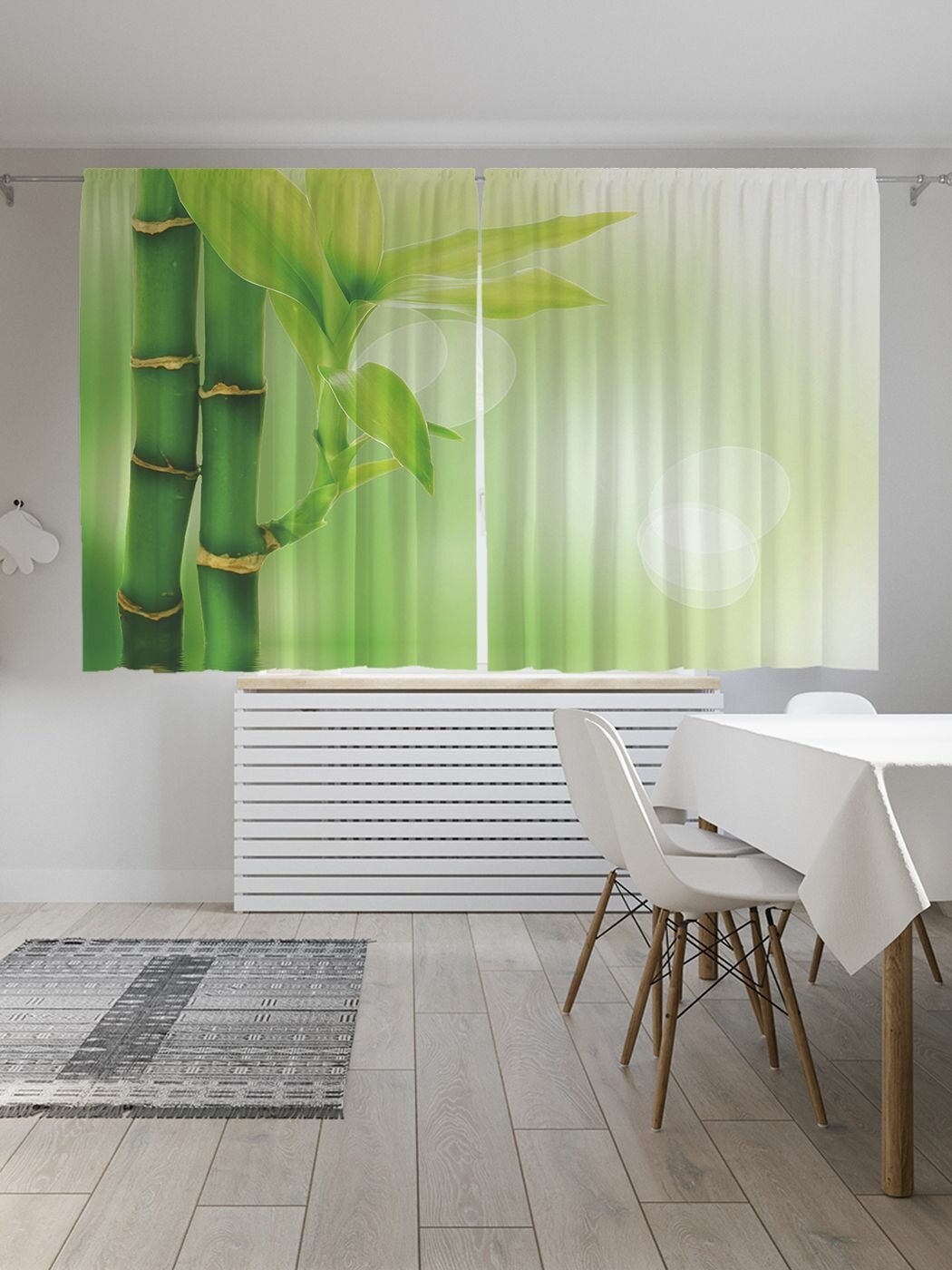 Фотошторы короткие "Росток бамбука", 2 полотна шириной по 145 см, высота 180 см, JoyArty