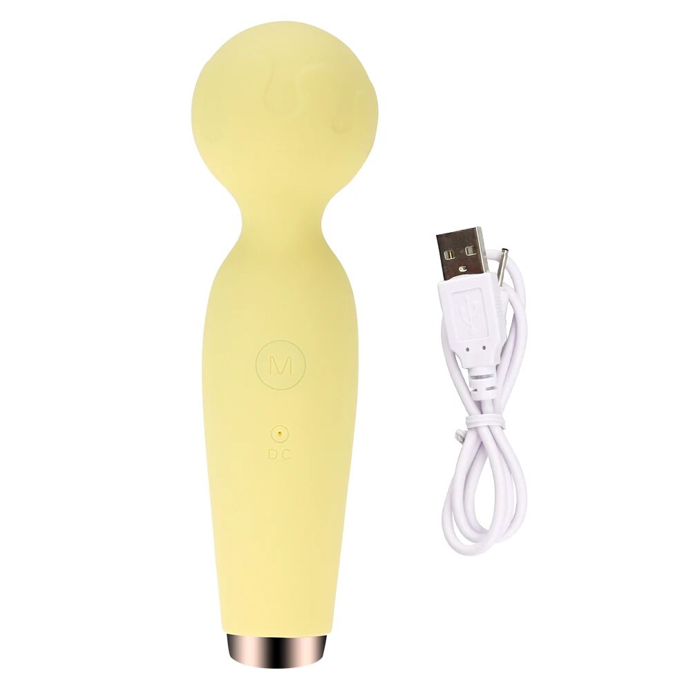 Желтый вибратор-массажер USB, волшебная палочка, без коробки