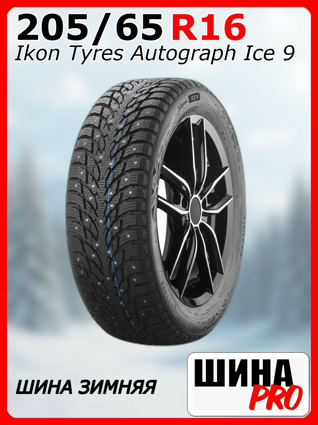 Шина зимняя шипованная Ikon Tyres 205/65/16 T 95 Ikon Autograph Ice 9 Ш. для легковых автомобилей TS72385