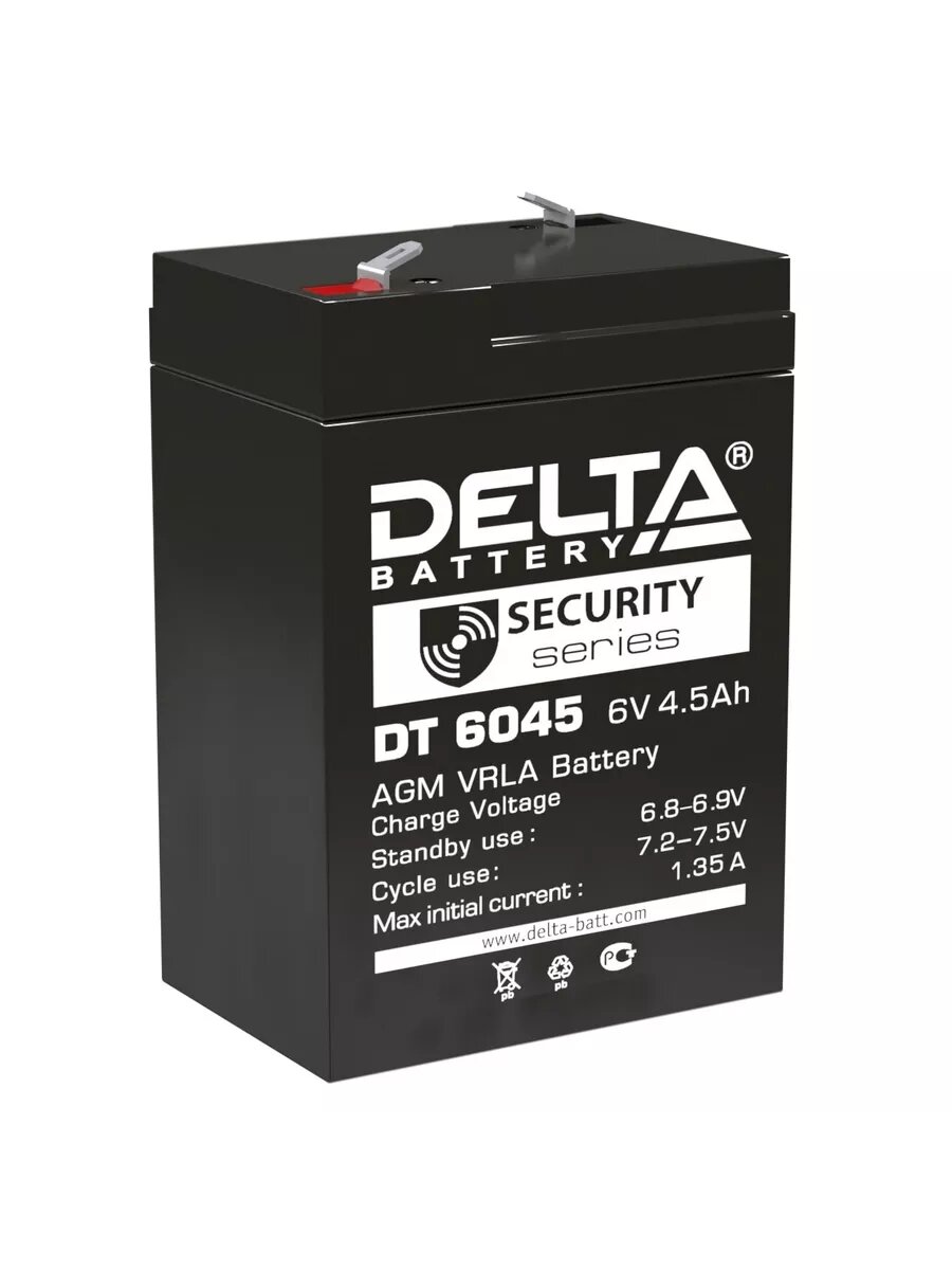 Аккумулятор DELTA DT 6045 6V 4.5Ач А 70x47x100 унив. пол.