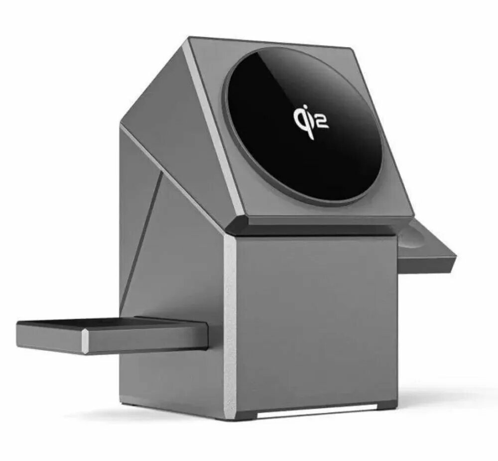 Беспроводное зарядное устройство Proove 15W 3 in 1 / QI2 быстрая зарядка для Apple iPhone 12-16 / Apple Watch / AirPods / Серебристая_5