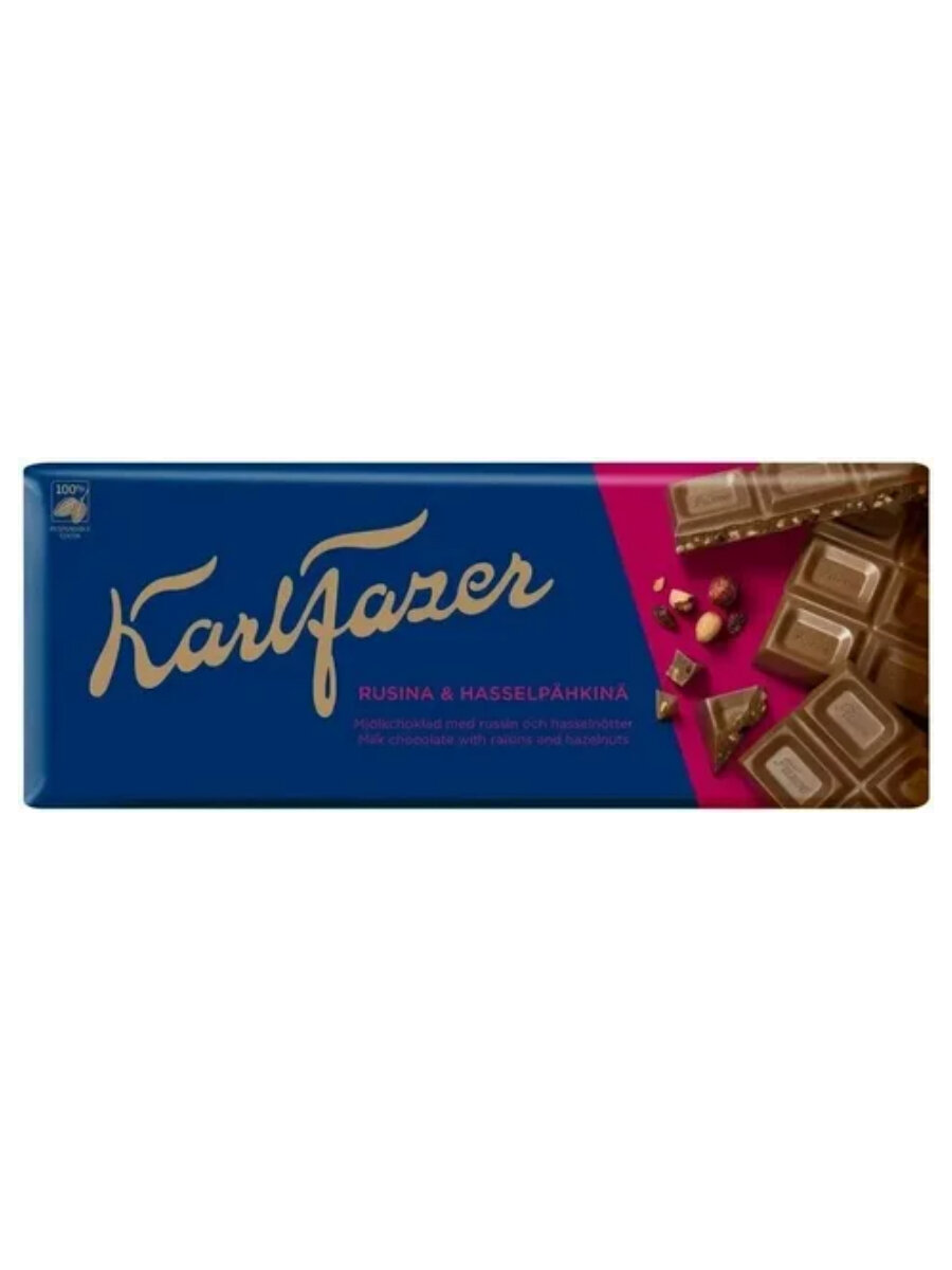 Шоколад молочный Fazer с лесными орехами и изюмом 200 г