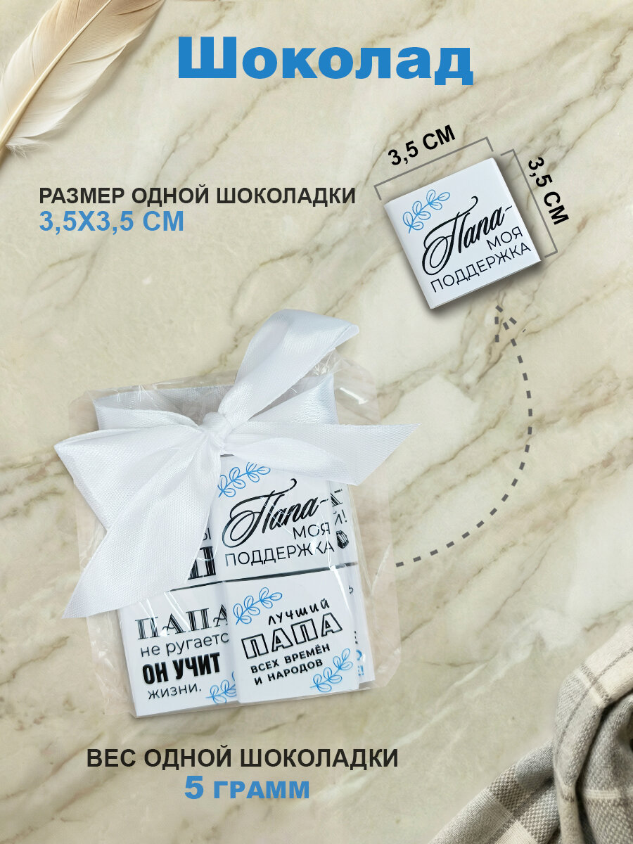 Подарок папе на День рождения или День Отца, с кружкой папе, шоколадом и открыткой — фото 1