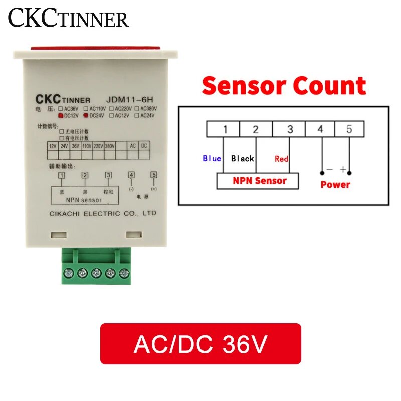 Счетчик электронный CKCTINNER JDM11-6H, 36V, 6-значный