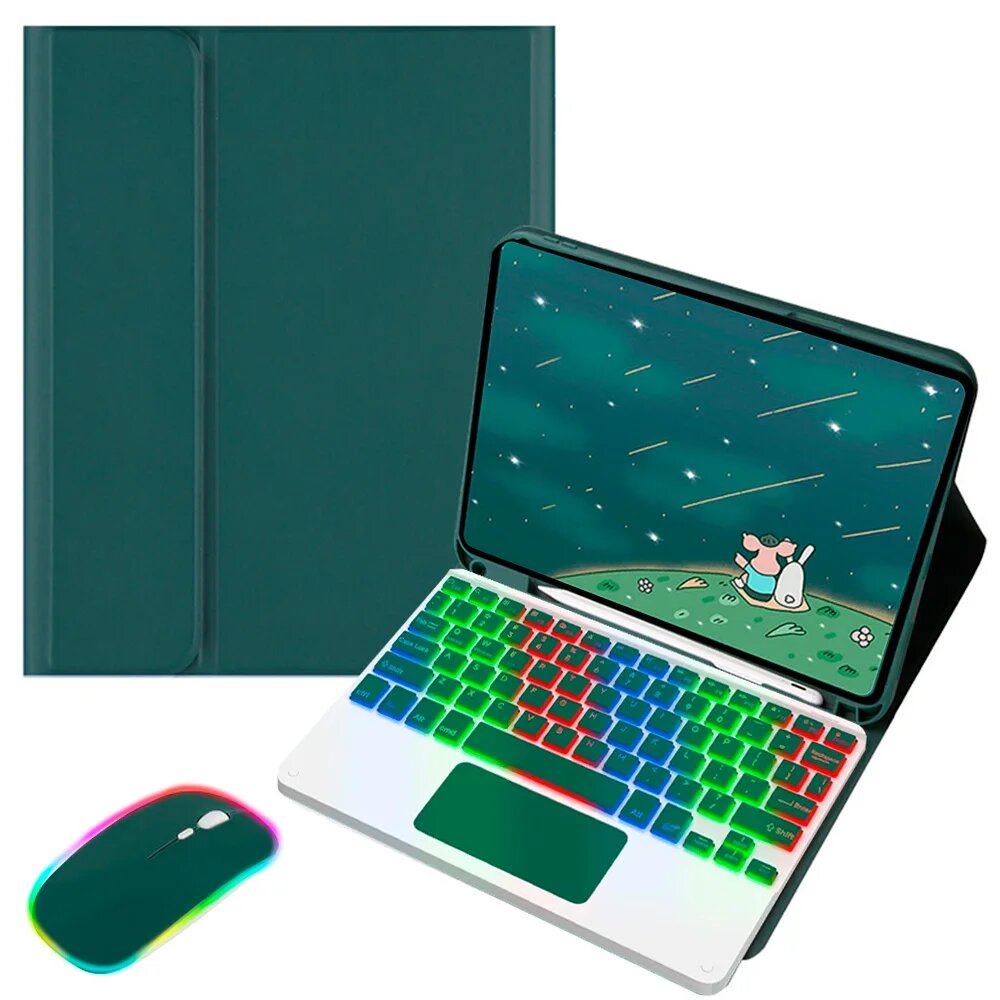 Кожаный чехол с Bluetooth-клавиатурой qukam для Samsung Galaxy Tab A9 Plus Spanish keyboard, Set 5