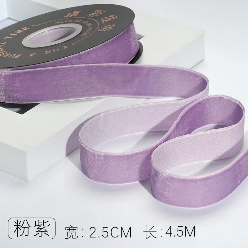 Бархатная лента 2.5 см, 4.5 м, PinkPurple