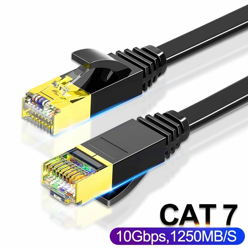 Кабель Ethernet Cat 7, кабель локальной сети RJ45, высокоскоростной плоский гигабитный сетевой кабель SSTP 10 Гбит/с, сетевой интернет-патч-код для ПК-маршрутизатора, кабель Ethernet