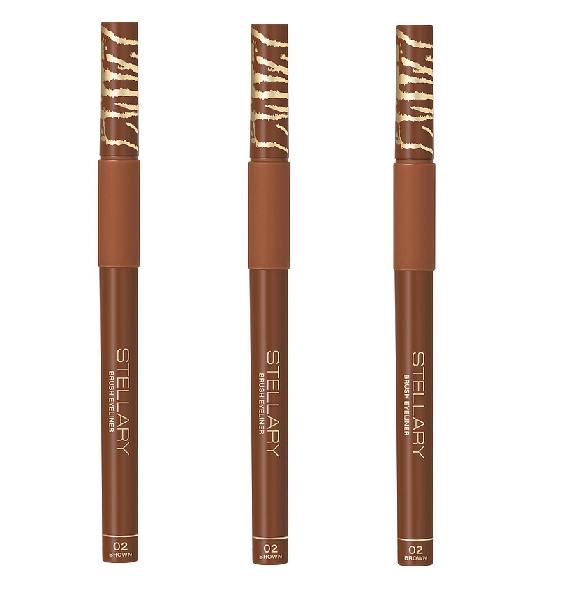 Подводка Stellary для глаз с аппликатором кистью Wild Eyeliner Brown тон 02 коричневый, 0,6 мл - 3 штуки