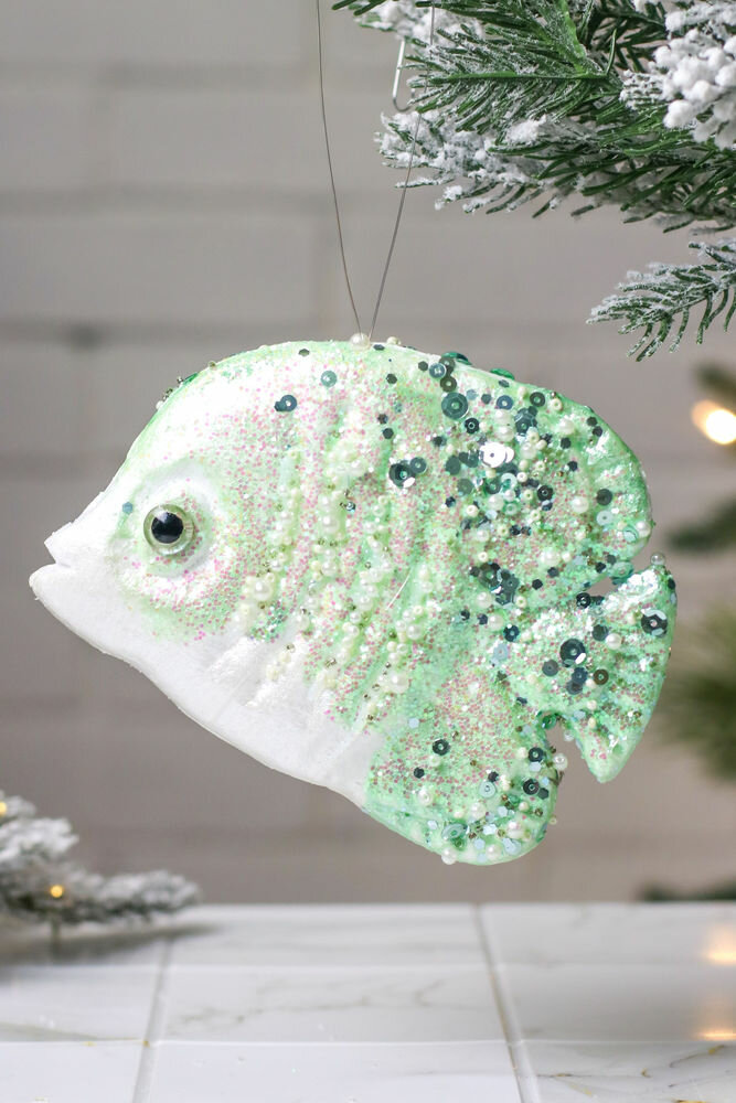 Ёлочная игрушка зелёная рыбка-бабочка, серия мировой океан, пенополистирол, 16 см, Edelman 1151758-2