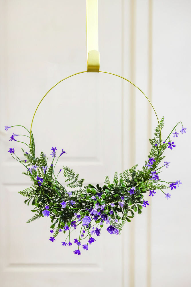 Настенная декоративная композиция-венок цветочное ожерелье, фиолетовое, 41 см, Summer Deco 5010116
