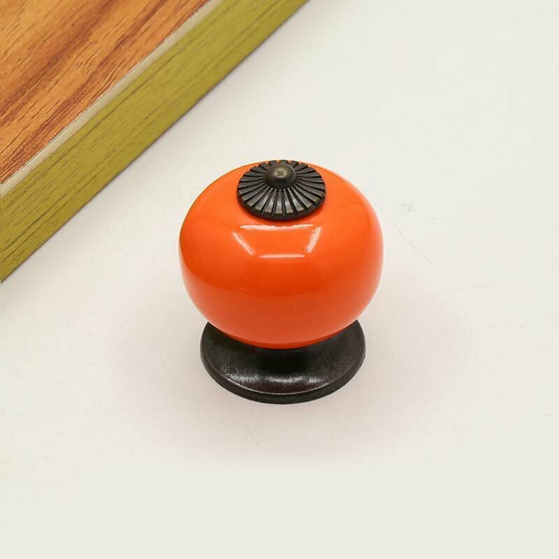 Ручки из цинкового сплава керамические для мебели шкафов и ящиков яркие оранжевый