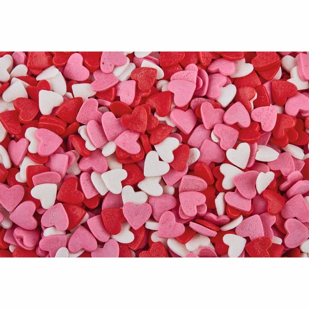 Посыпка кондитерская декоративная "Сердечки красные-белые-розовые" 50 г