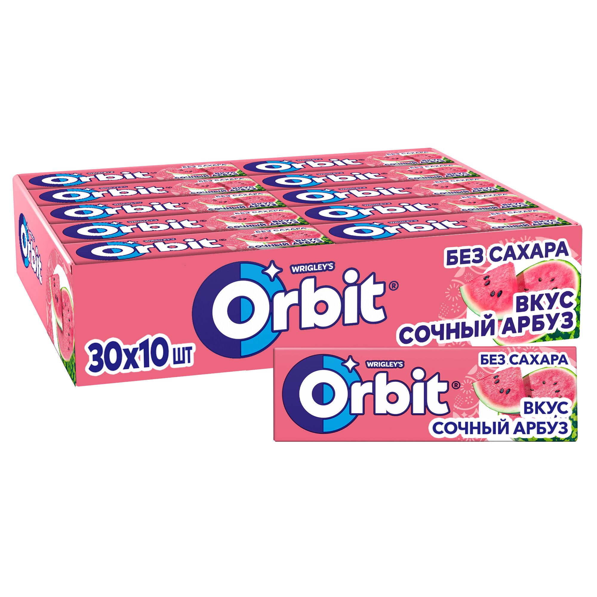 Жевательная резинка Orbit Сочный арбуз без сахара, 30 пачек по 13,6 г