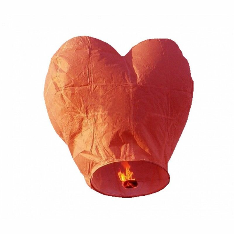 Небесный фонарик желаний 150 см Сердце красное 3D (упаковка из 5 шт.)