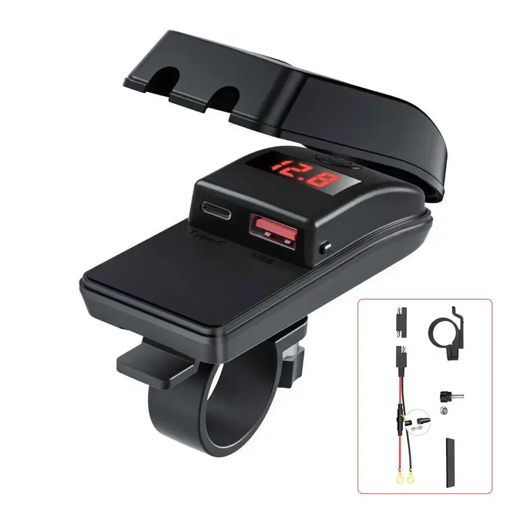 Водонепроницаемое быстрое зарядное устройство для мотоцикла, 36 Вт, USB Type-C, напряжение зарядки, крепление на руль, велосипедный дисплей, мотоцикл с портом Electr B1B9