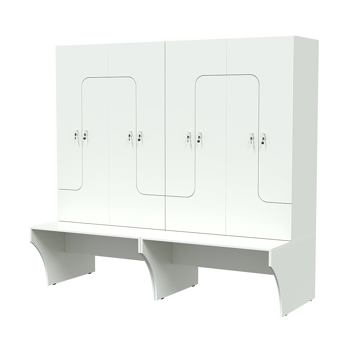 Комплект шкафов для раздевалок со скамейкой "тренер" №2, Белый