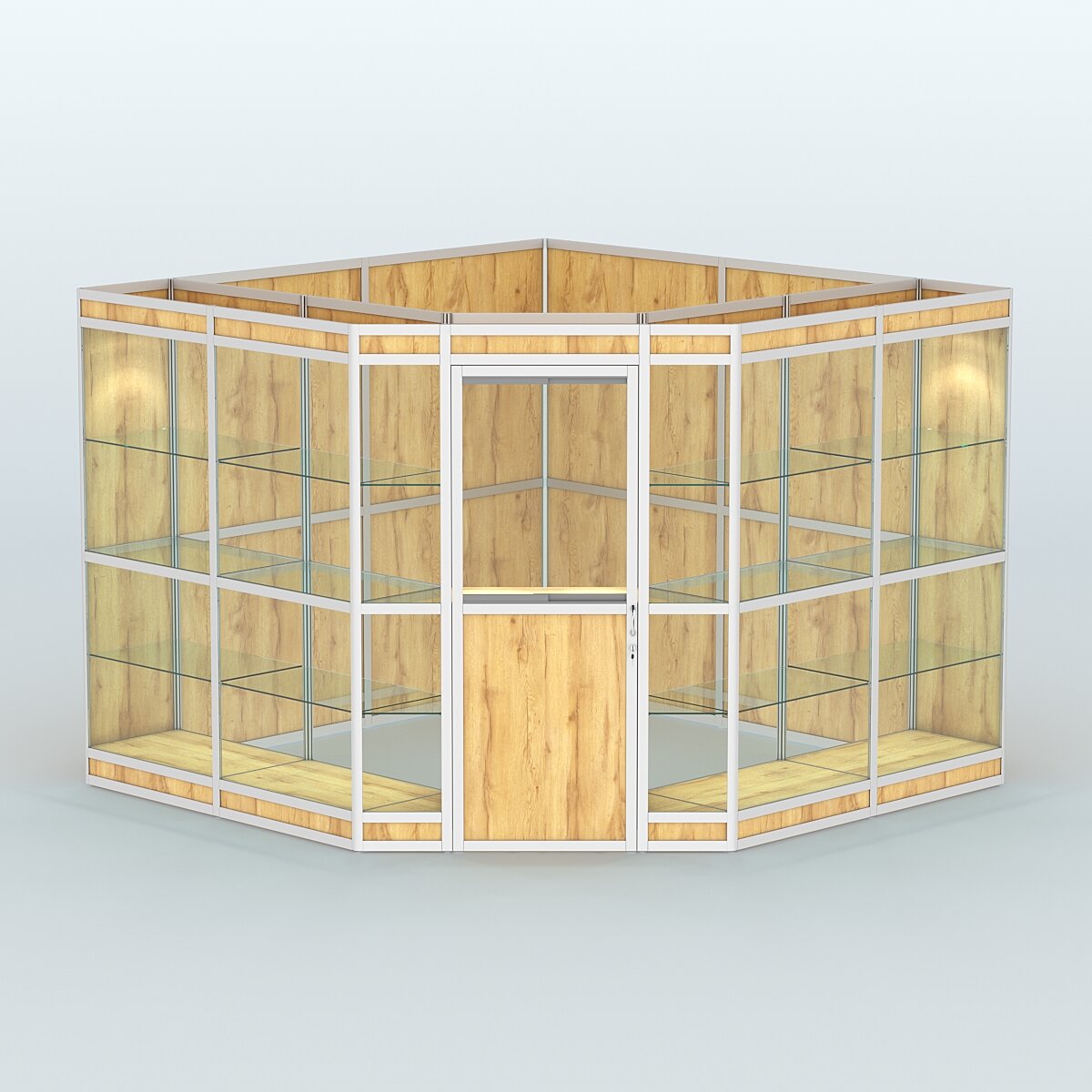 Павильон из профиля угловой №8в (9 кв. м), Дуб Золотистый