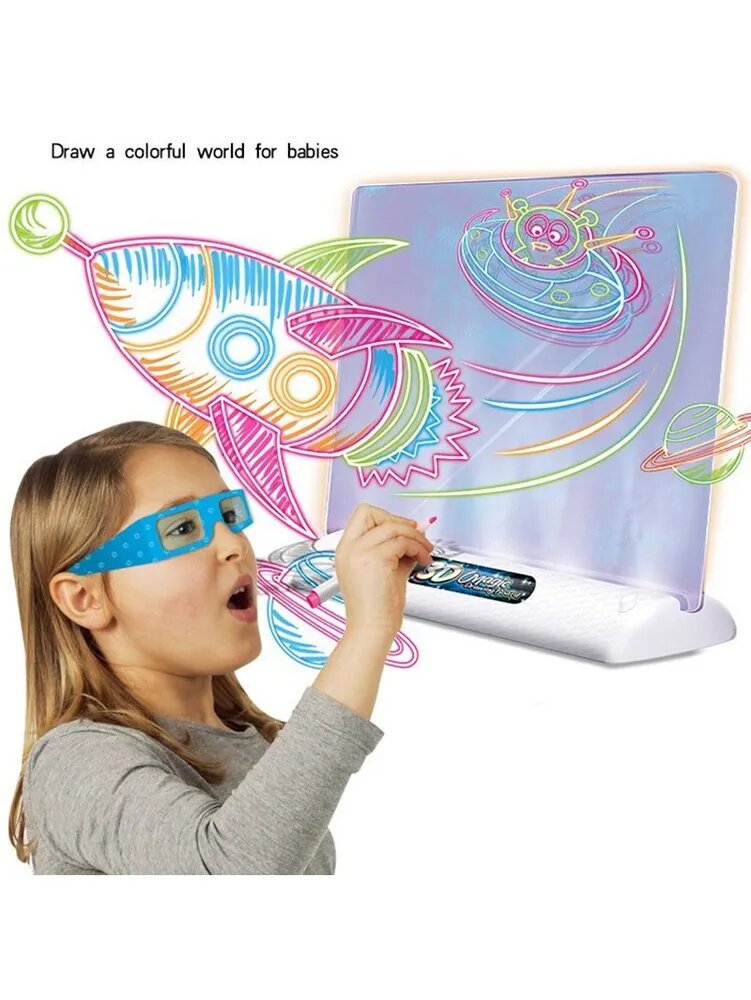 Световая Доска Для Рисования для детей 3D Magic Drawing Board для рисования светящаяся