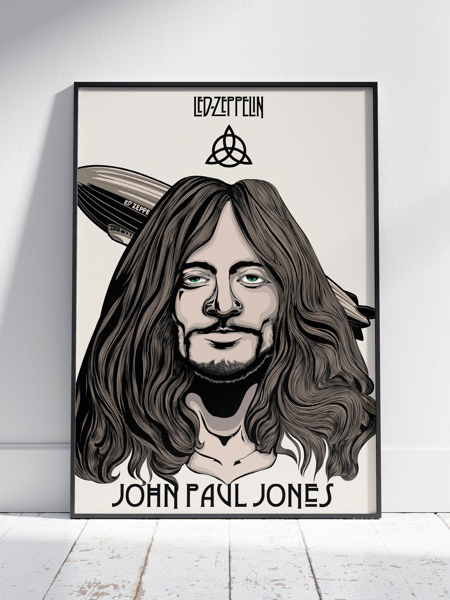 Плакат на стену для интерьера Лед Зеппелин (Джон Пол Джонс - John Paul Jones 1) - Постер по музыке и артисту формата A4 (21x30 см)
