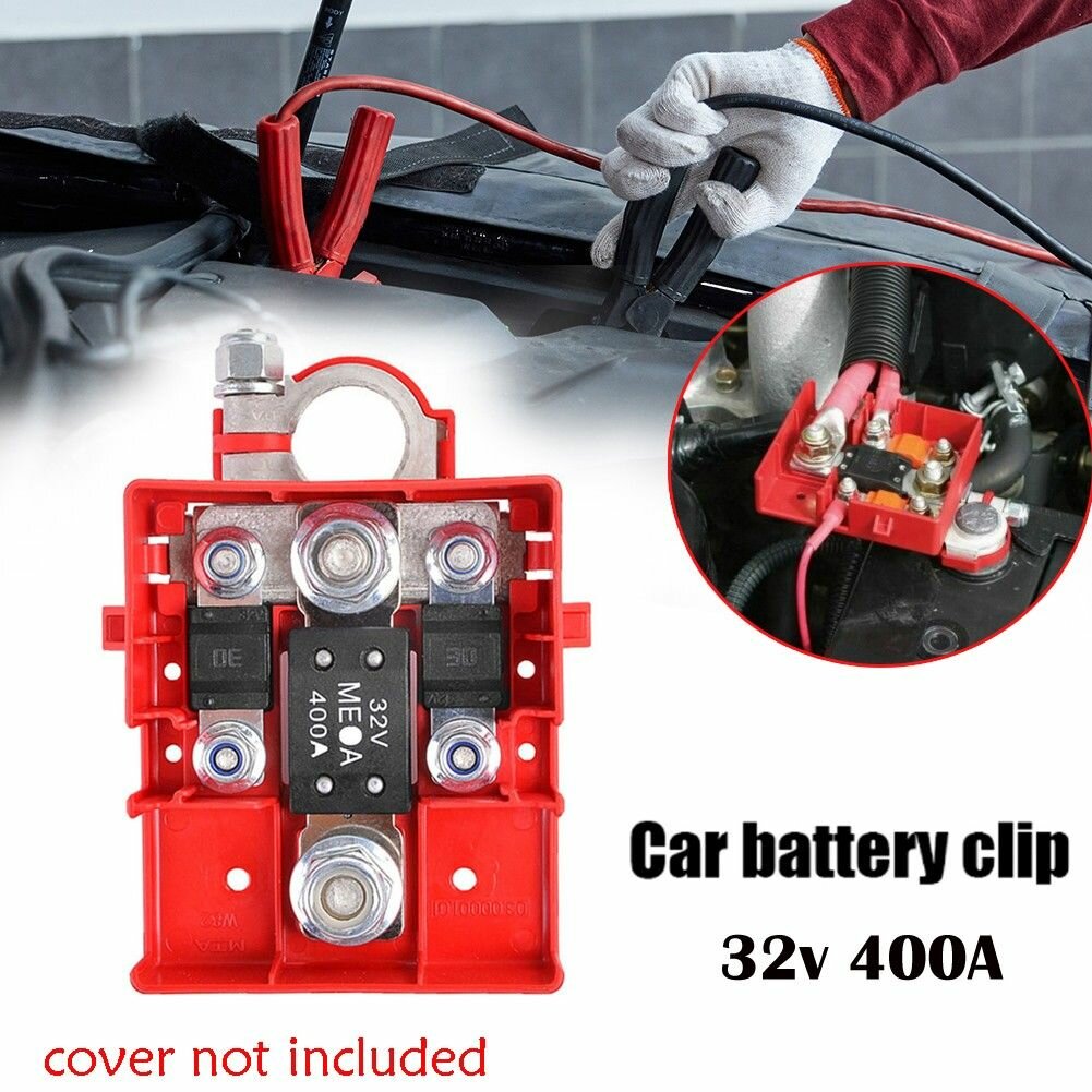 Клемма аккумулятора с предохранителем 32V 400A — клеммный блок для каравана и полноприводных авто, 3 гнезда в блоке