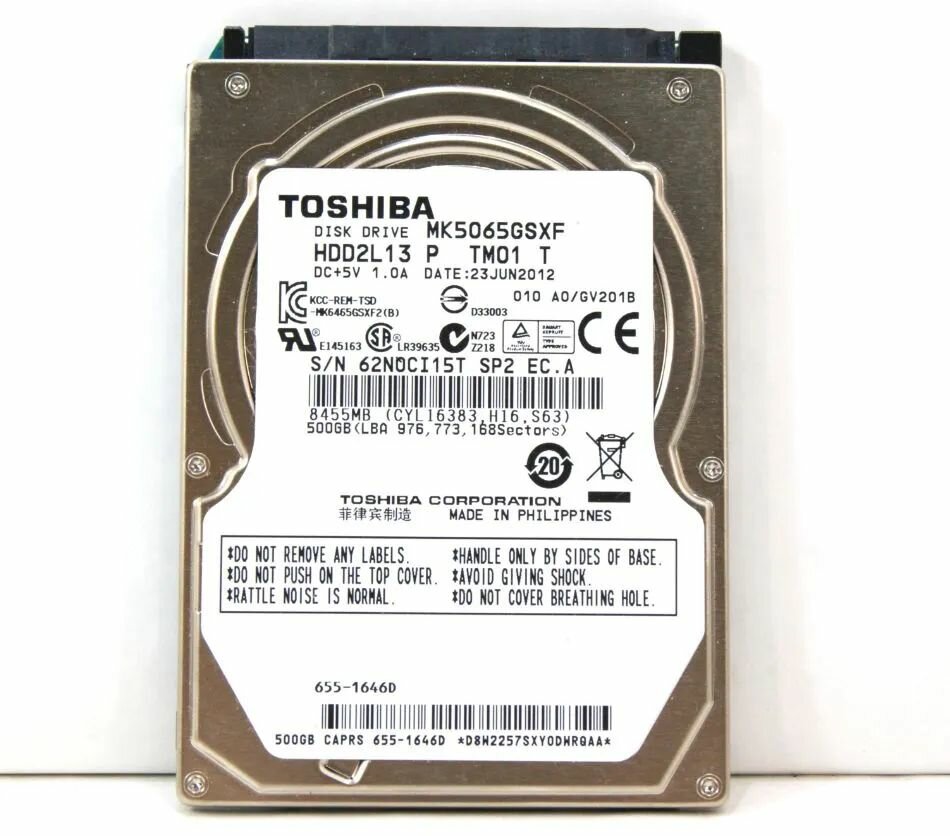 Toshiba 500 ГБ Внутренний жесткий диск (MK5065GSXF)