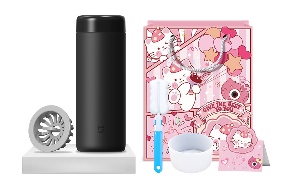 Термокружка унисекс Xiaomi Mi Home Mini, 350 мл, Black, Cute Cat Full Load Set