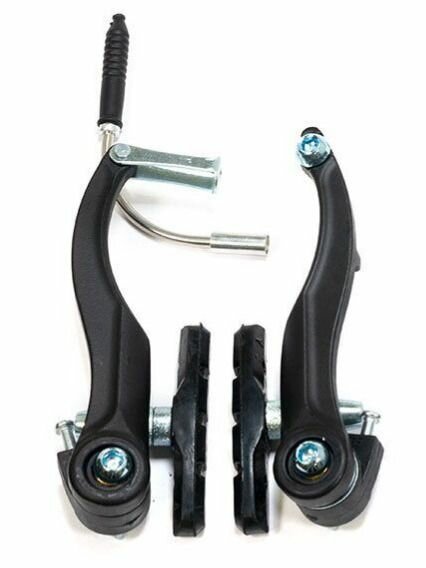 Тормоз V-brake TRIX YX-C227BLACK, алюминиевый, передний/задний, стойки 110мм, колодки 70мм, анодированный черный