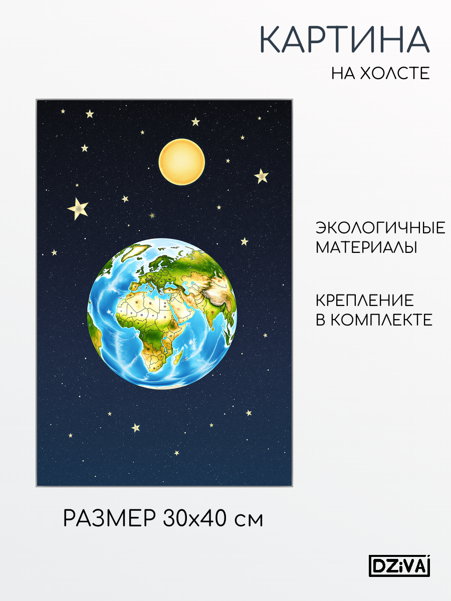 Картина на холсте Земля и Луна в космосе 30x40 см
