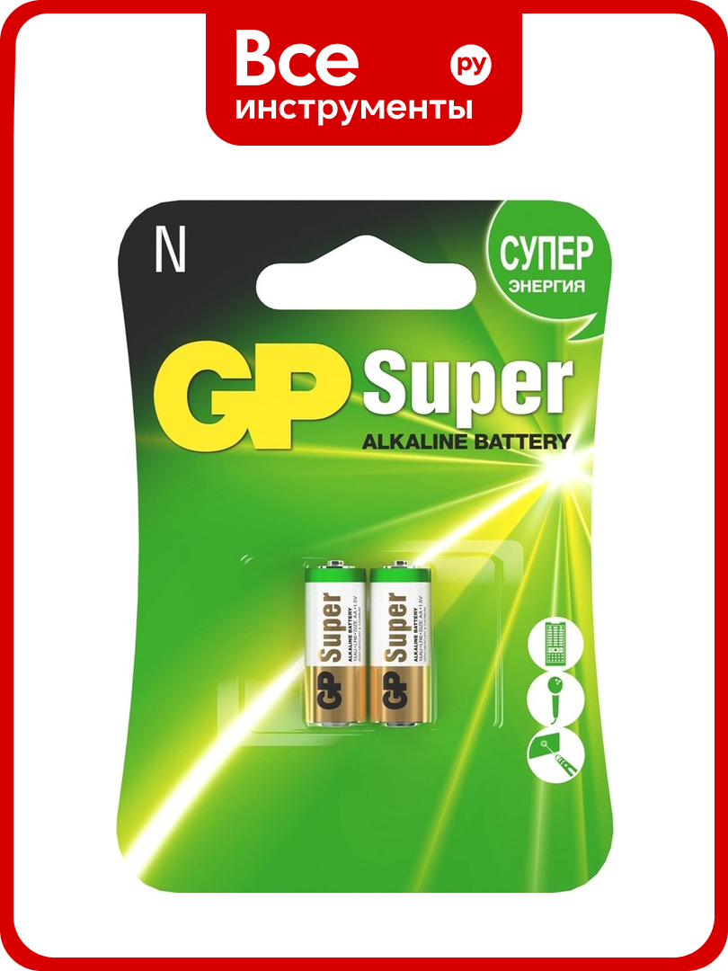 Алкалиновые батарейки GP super alkaline 910a типоразмера n - 2 шт. на блистере