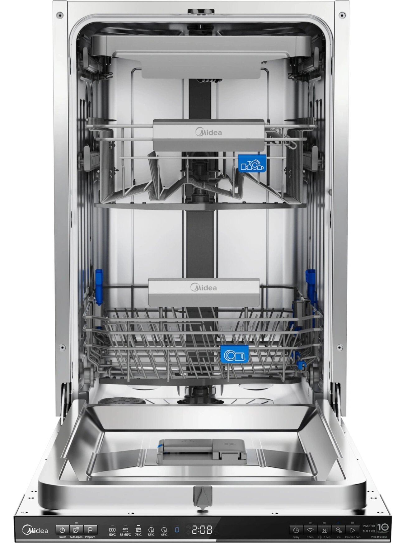 Встраиваемая посудомоечная машина узкая Midea MID45S485I 44.8см 3 корзины 10 комплектов